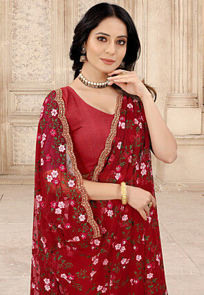 Red Net Sarees: Buy Latest Designs Online | Utsav Fashion