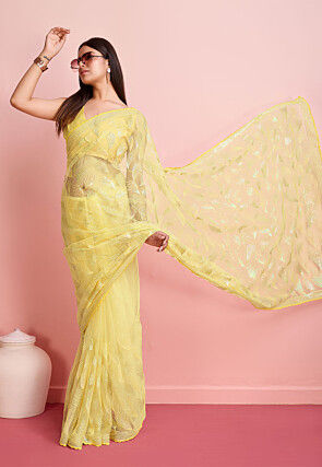 Yellow - Net - Saree: Buy Latest Indian Sarees for Women Online | Utsav ...