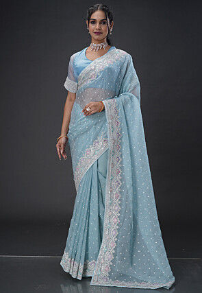 Blue Sarees: Buy Latest Indian Designer Blue Sarees Online - Utsav Fashion