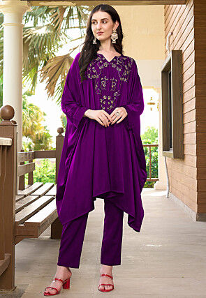 Purple Indo-Western Kurtas For Women: Buy Latest Designs Online | Utsav ...