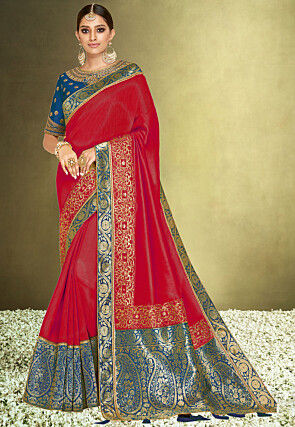 Red - Satin - Saree: Buy Latest Indian Sarees for Women Online | Utsav ...