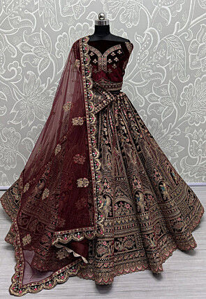 Red Velvet Lehenga and Ghagra Choli: Buy Latest Designs Online | Utsav ...
