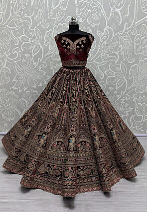 Red Velvet Lehenga and Ghagra Choli: Buy Latest Designs Online | Utsav ...