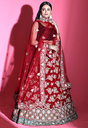 Red Velvet Lehenga and Ghagra Choli: Buy Latest Designs Online | Utsav ...