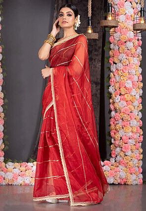 Red Embroidered Sarees: Buy Latest Designs Online | Utsav Fashion