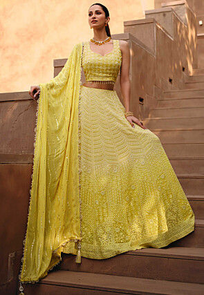 Yellow Lehenga Cholis: Buy Latest Indian Designer Yellow Ghagra Choli ...