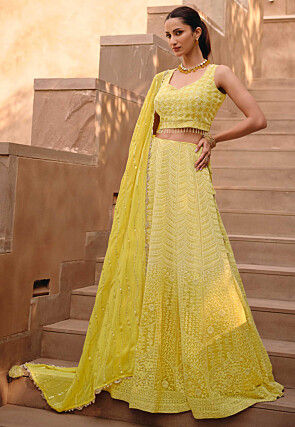Yellow Lehenga Cholis: Buy Latest Indian Designer Yellow Ghagra Choli ...