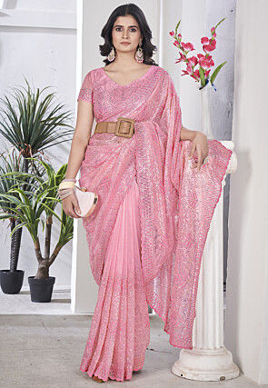 Pink Net Sarees: Buy Latest Designs Online | Utsav Fashion
