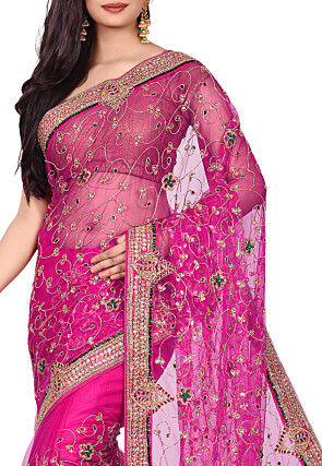 Pink Net Sarees: Buy Latest Designs Online | Utsav Fashion
