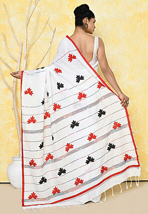 White Cotton Sarees: Buy Latest Designs Online | Utsav Fashion