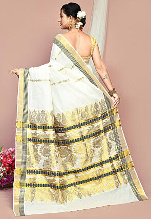 White Cotton Sarees: Buy Latest Designs Online | Utsav Fashion