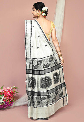 White Cotton Sarees: Buy Latest Designs Online | Utsav Fashion