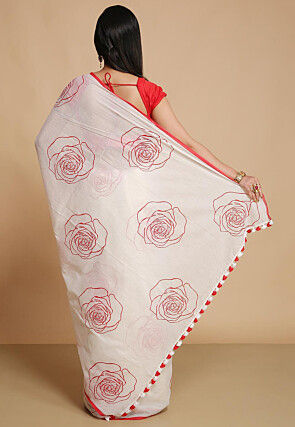 White Cotton Sarees: Buy Latest Designs Online | Utsav Fashion