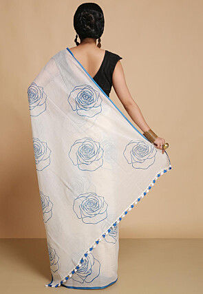 White Cotton Sarees: Buy Latest Designs Online | Utsav Fashion