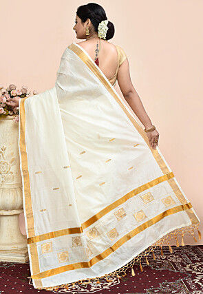 White Cotton Sarees: Buy Latest Designs Online | Utsav Fashion