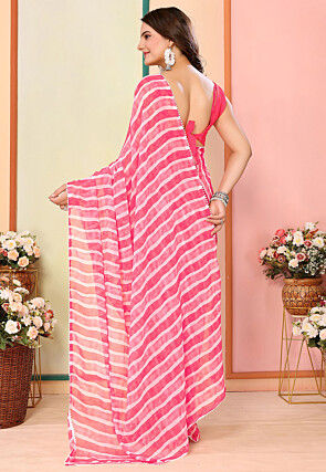 Pink Georgette Sarees: Buy Latest Designs Online | Utsav Fashion