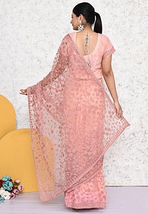 Pink Net Sarees: Buy Latest Designs Online | Utsav Fashion