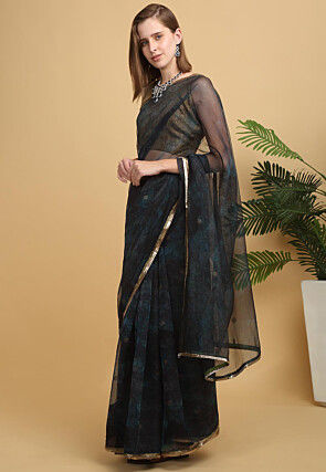 Blue Net Sarees: Buy Latest Designs Online | Utsav Fashion