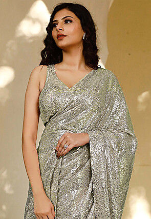 Silver Sarees | Buy Silver Colour Designer Sarees Online