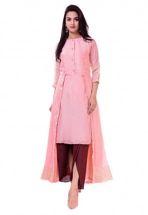 Buy Solid Color Chanderi Silk Straight Kurta in Grey Online : TJW1073 ...