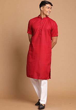 Buy Embroidered Dupion Silk Kurta Set in Light Blue Online : MVE3063 ...