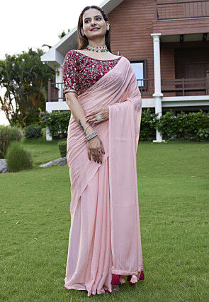 Pink Georgette Sarees: Buy Latest Designs Online | Utsav Fashion