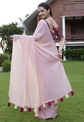 Pink Georgette Sarees: Buy Latest Designs Online | Utsav Fashion
