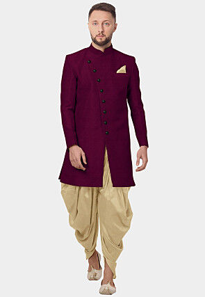 Buy Solid Color Velvet Sherwani in Black Online : MTE1447 - Utsav Fashion