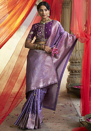 Purple Saree: Buy Latest Indian Designer Purple Saree Online - Utsav ...