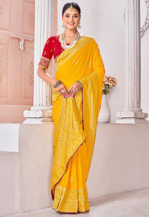 Yellow Sarees: Buy Latest Indian Designer Yellow Sarees Online - Utsav ...