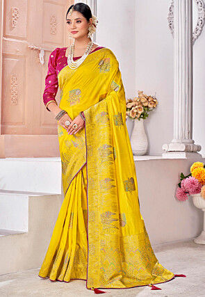 Yellow Sarees: Buy Latest Indian Designer Yellow Sarees Online - Utsav ...