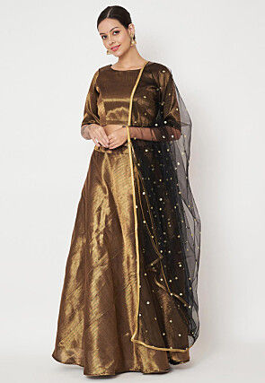 Get Online Latest Of Indian Designer Gold Lehenga Cholis