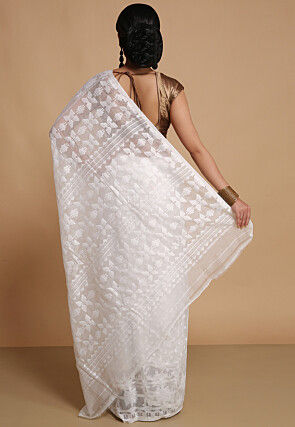 White Cotton Sarees: Buy Latest Designs Online | Utsav Fashion