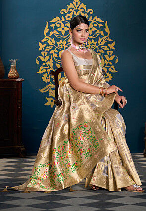 Golden Saree: A Vast Collection Of Golden Colour Sarees Online At Utsav ...