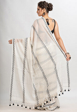 White Cotton Sarees: Buy Latest Designs Online | Utsav Fashion