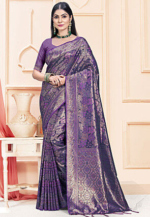 Purple Saree: Buy Latest Indian Designer Purple Saree Online - Utsav ...