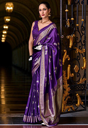 Purple Saree: Buy Latest Indian Designer Purple Saree Online - Utsav ...