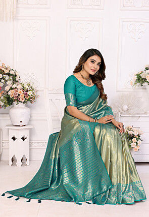 Golden Saree: A Vast Collection Of Golden Colour Sarees Online At Utsav ...