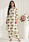 Buy Digital Printed Cotton A Line Kurta Set in Off White Online : TKE22 ...