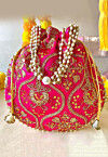 Buy Embroidered Art Silk Potli Bag in Fuchsia Online : DNB325 - Utsav ...