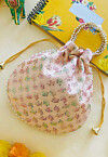 Buy Embroidered Art Silk Potli Bag in Light Peach Online : DNB313 ...