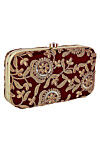 Buy Embroidered Art Silk Rectangular Clutch Bag in Maroon Online ...