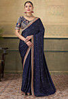 Buy Embroidered Art Silk Saree in Dark Blue Online : SSEA9144 - Utsav ...