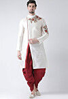 Buy Embroidered Dupion Silk Kurta Set in Off White Online : MHR1119 ...