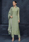 Embroidered Georgette Pakistani Suit in Dusty Green : KCH3627