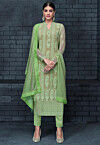 Buy Embroidered Georgette Pakistani Suit in Sea Green Online : KCH3629 ...