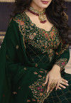 Buy Embroidered Georgette Straight Suit in Dark Green Online : KCH3252 ...