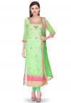 Buy Embroidered Pure Georgette Straight Cut Suit in Light Green Online ...