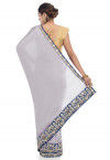 Buy Plain Satin Saree in Grey Online : SUF8289 - Utsav Fashion