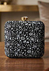 Buy Printed Denim Square Clutch Bag in Black Online : DNB339 - Utsav ...